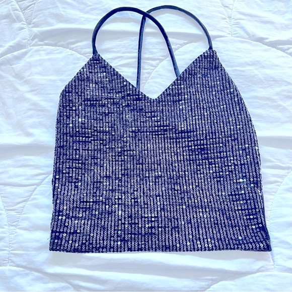 Olive Tree | Tops | Olive Tree Black Sparkly Halter Top | Poshmark